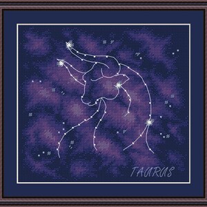 Taurus | PDF Cross Stitch Pattern | Minimal Art | Stars | Space ...
