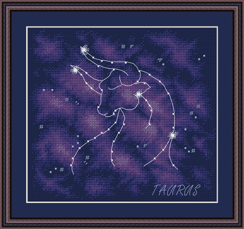 Taurus PDF Cross Stitch Pattern Minimal Art Stars | Etsy