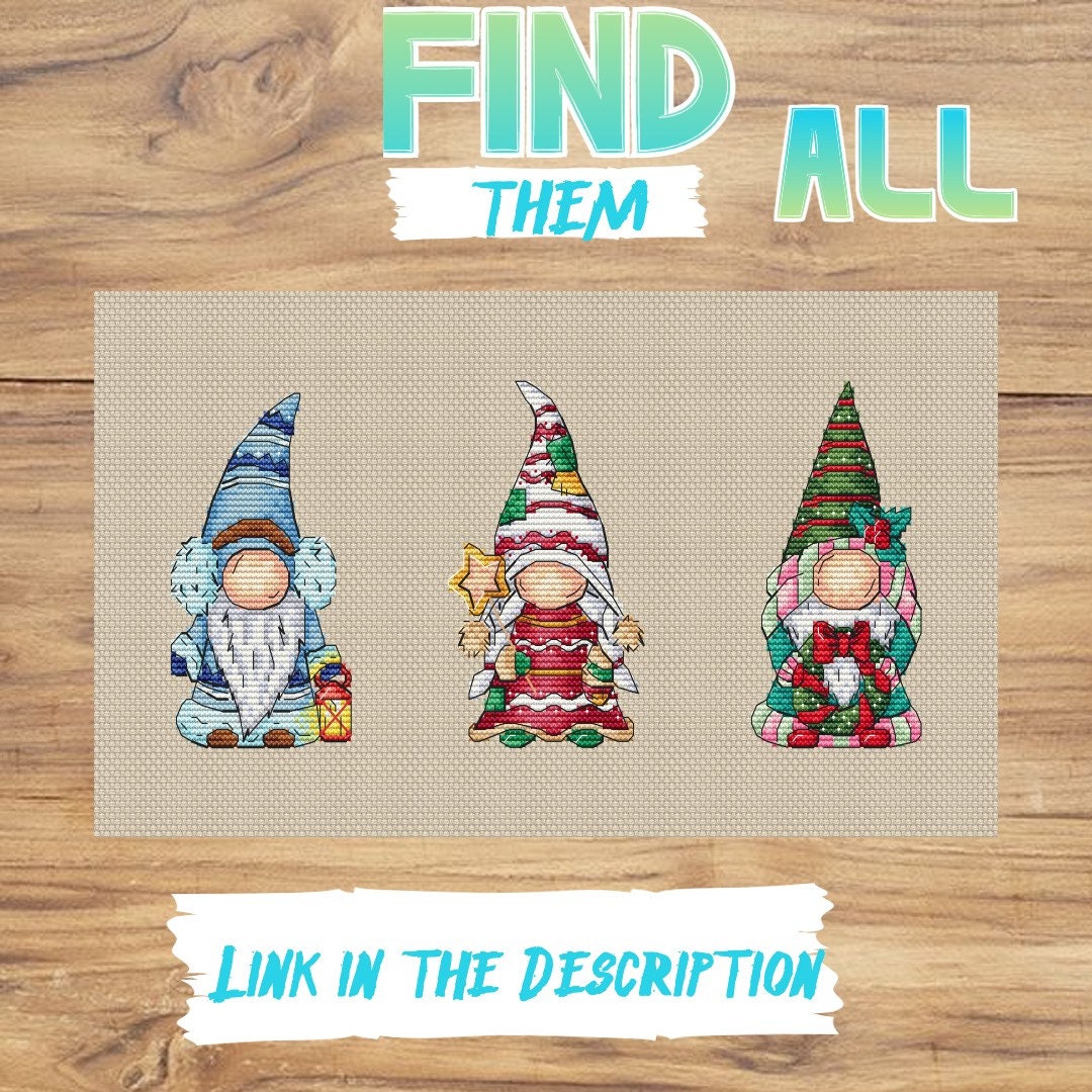 Blue Christmas Gnome PDF Cross Stitch Pattern - Gnome With a Lantern ...