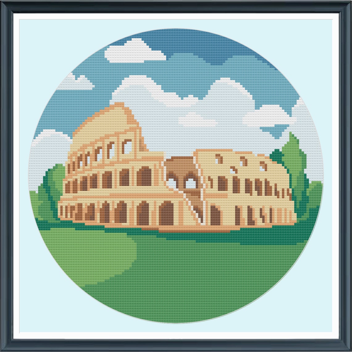 Colosseum PDF Pattern Cross Stitch - Rome Italy - Coliseum Needlepoint ...