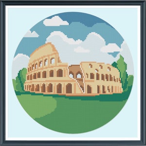 Colosseum PDF Pattern Cross Stitch - Rome Italy - Coliseum Needlepoint ...