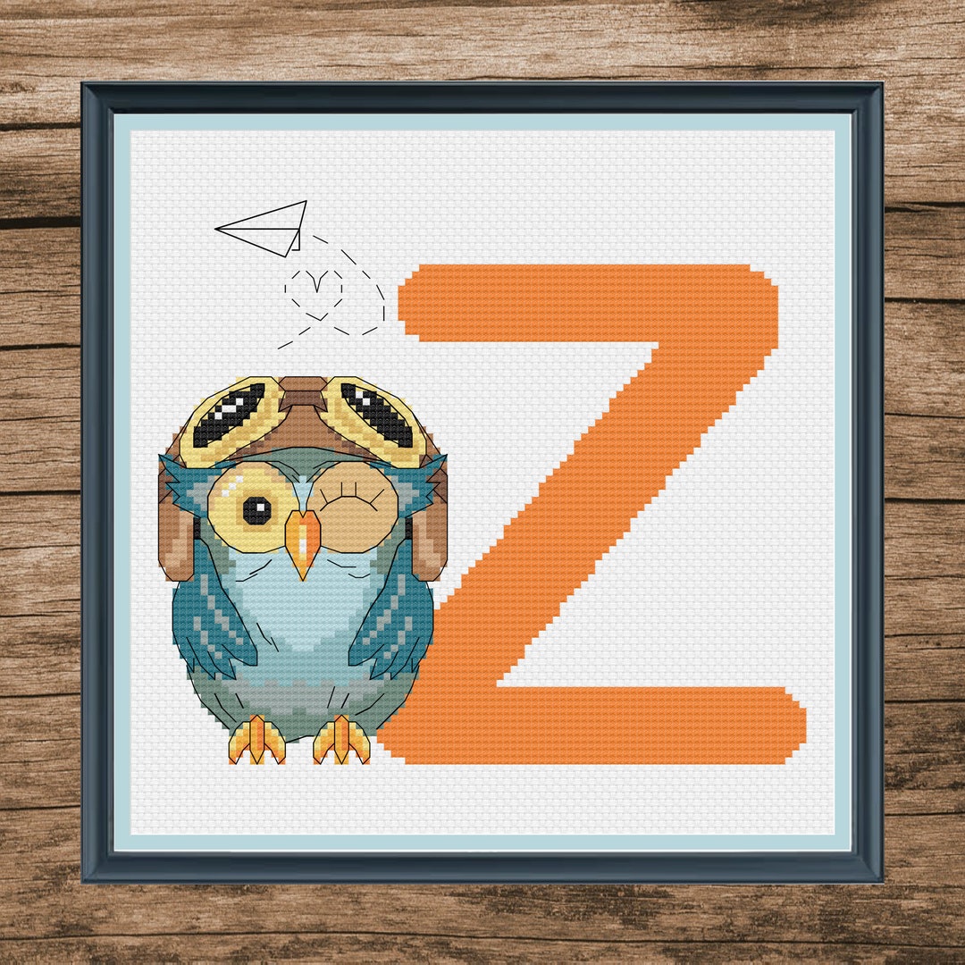 Owl Children Monogram Letter Z - PDF Cross Stitch Pattern - Alphabet ...
