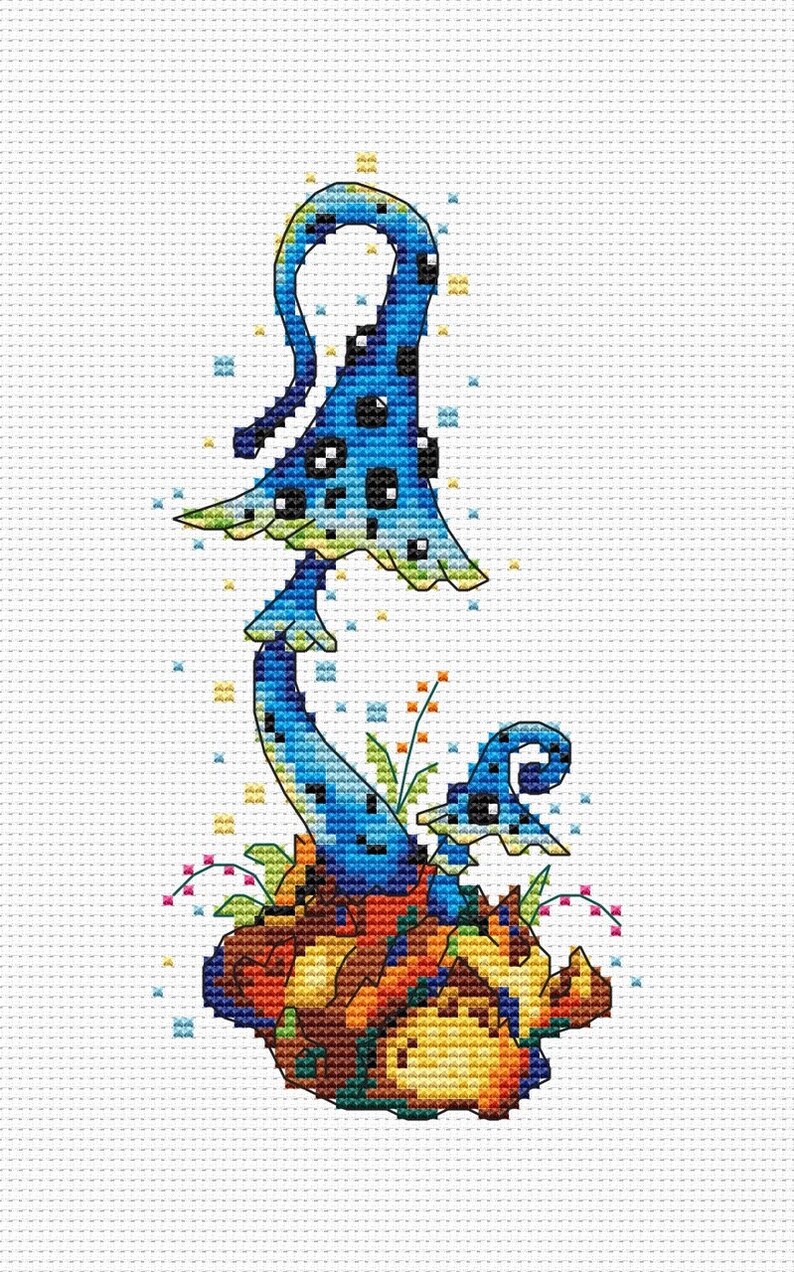 Blue Mushroom PDF Cross Stitch Patterns - Amanita Muscaria Counted ...