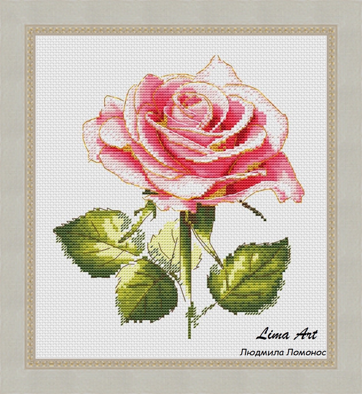 Pink Rose Cross Stitch Pattern - PDF Modern Cross Stitch - Flower Cross ...