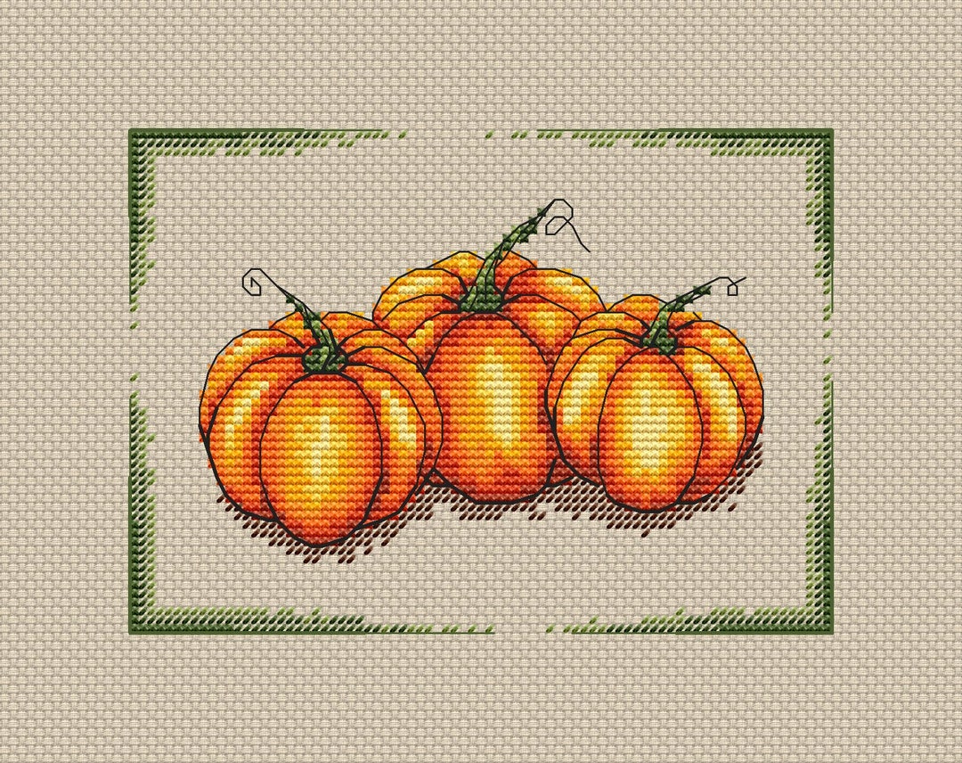 Autumn Harvest PDF Cross Stitch Pattern - Three Pumpkins X-stitch ...