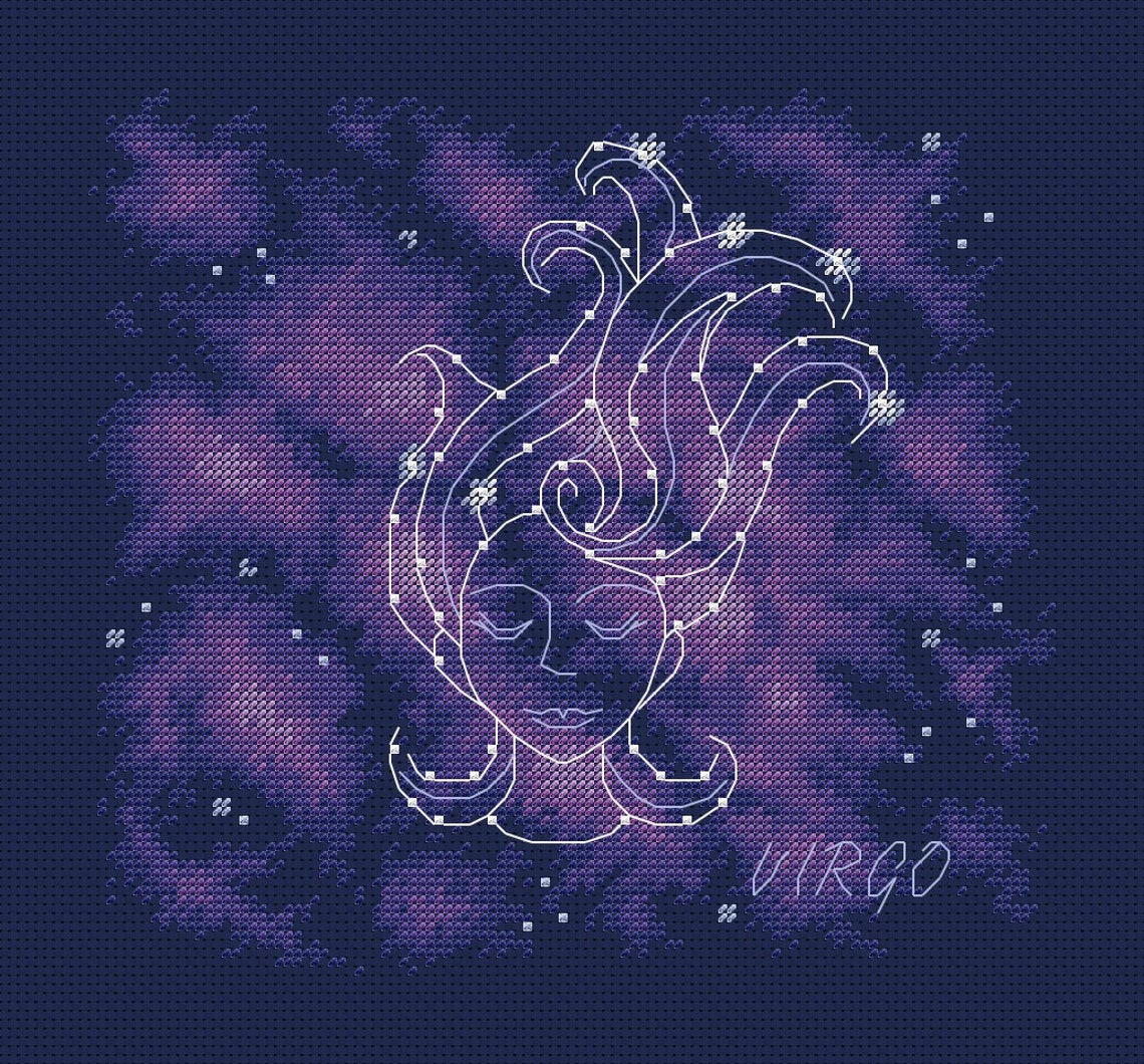 Virgo PDF Cross Stitch Pattern Minimal Art Stars Space - Etsy
