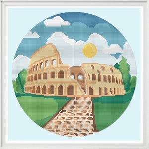 Colosseum PDF Pattern Cross Stitch - Rome Italy - Coliseum Needlepoint ...