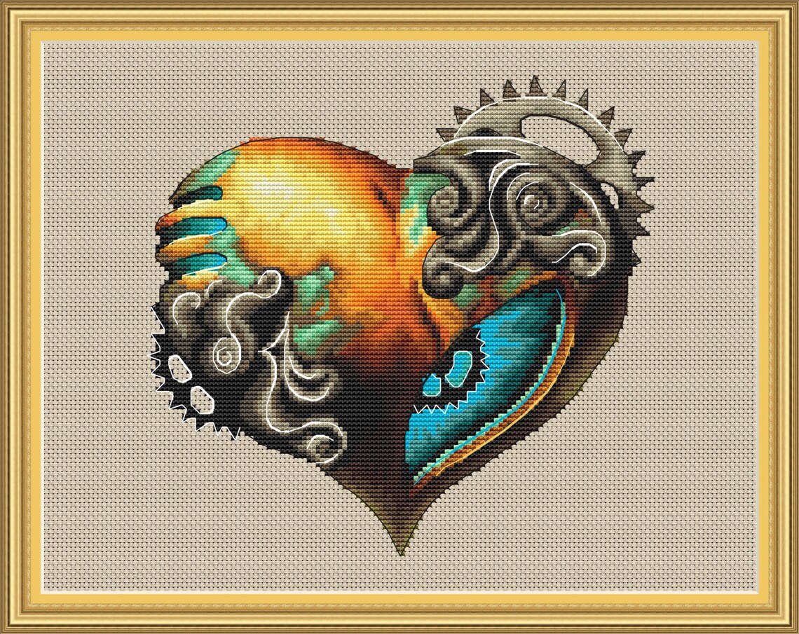Steampunk Heart PDF Cross Stitch Pattern Steampunk Love - Etsy