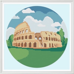 Colosseum PDF Pattern Cross Stitch - Rome Italy - Coliseum Needlepoint ...