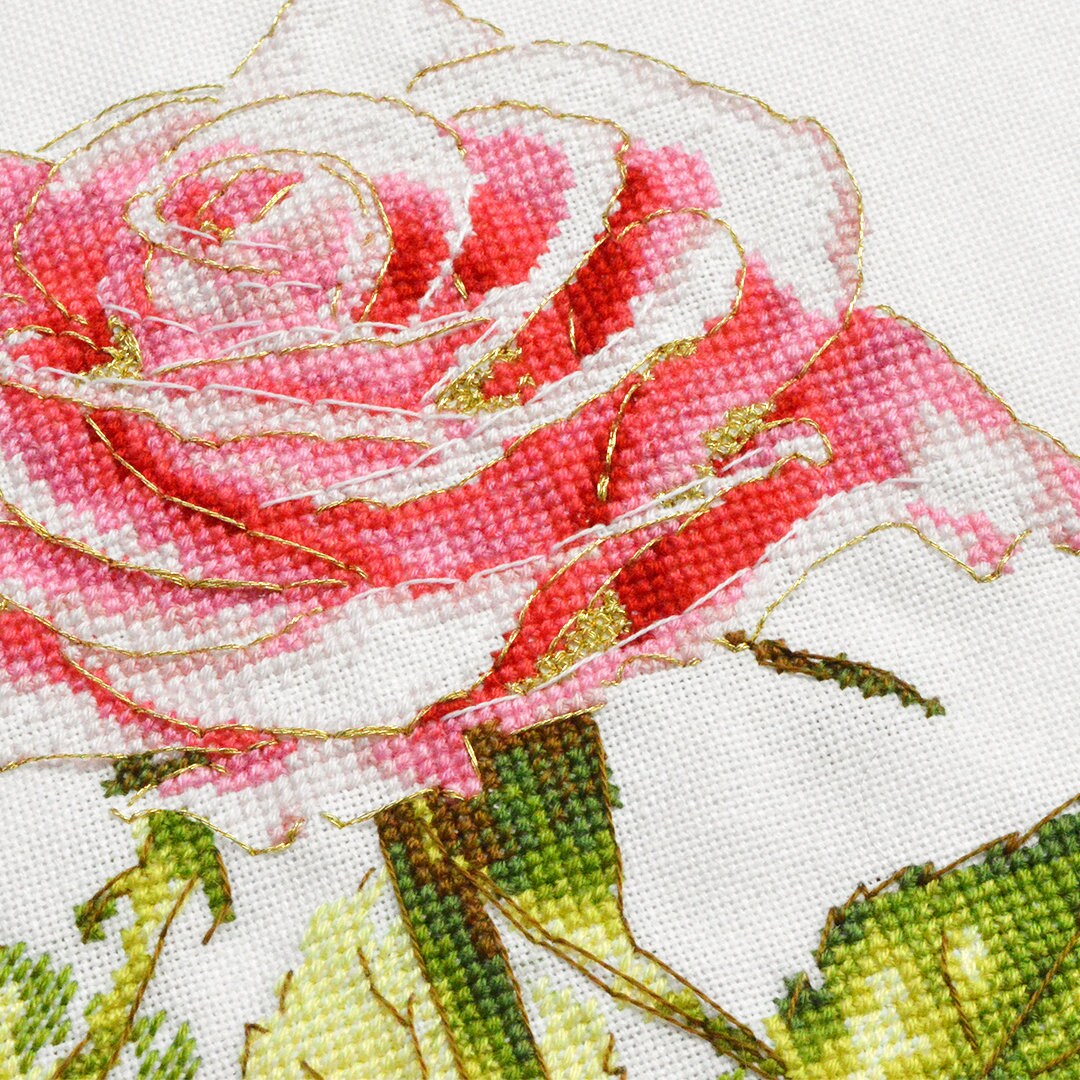 Pink Rose Cross Stitch Pattern - PDF Modern Cross Stitch - Flower Cross ...