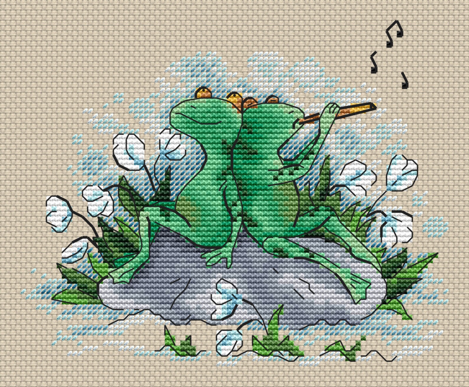 Cute Frogs PDF Cross Stitch Patterns - Frog Couple Counted Chart ...