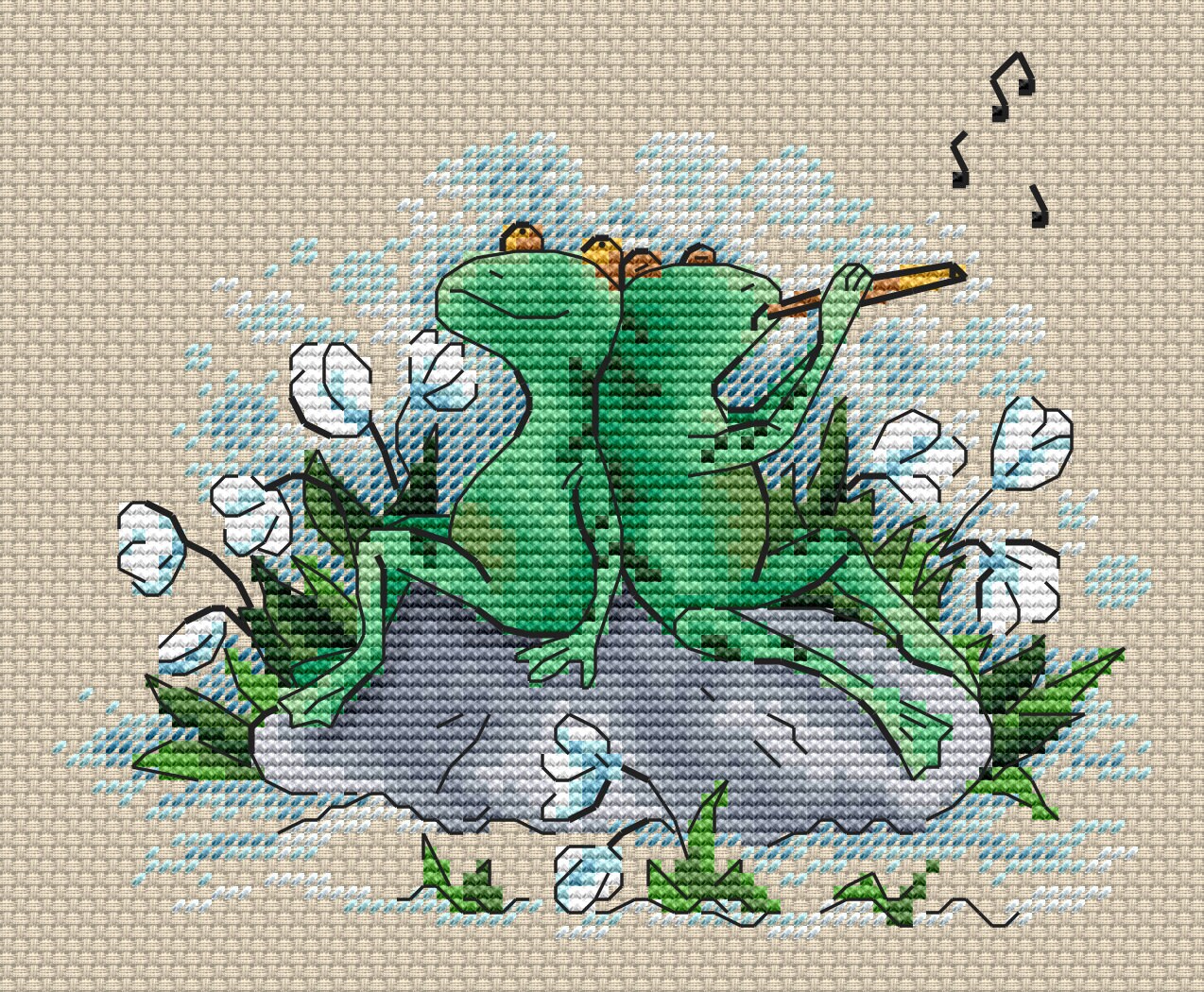 Cute Frogs PDF Cross Stitch Patterns - Frog Couple Counted Chart ...