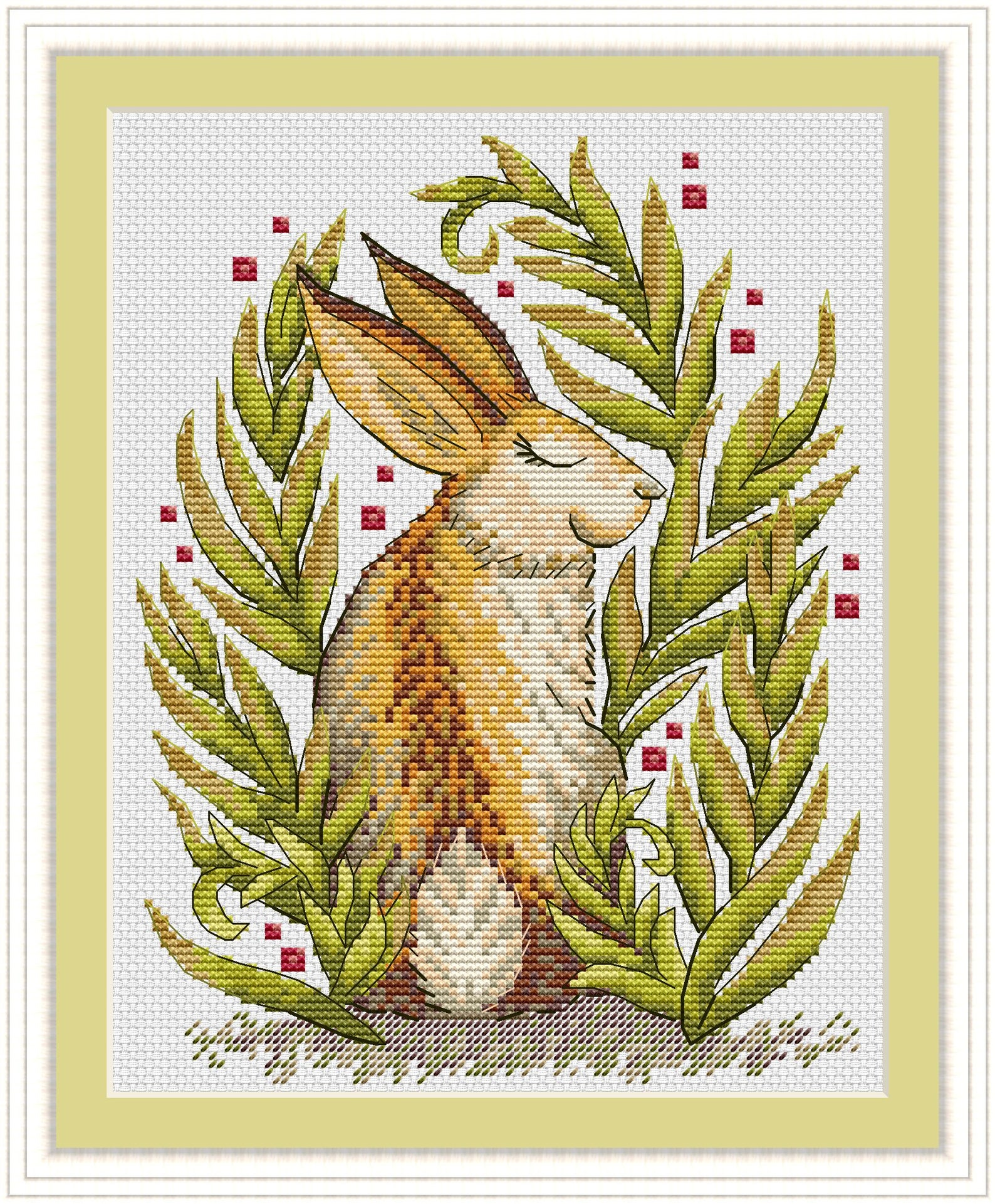 Forest Hare PDF Cross Stitch Pattern Cute Bunny in Grass - Etsy