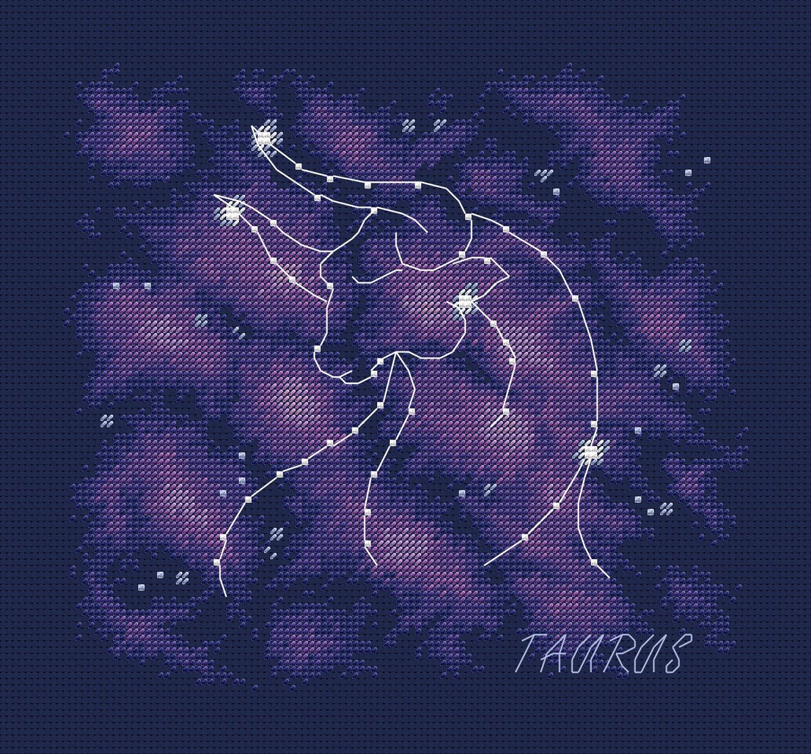 Taurus PDF Cross Stitch Pattern Minimal Art Stars - Etsy