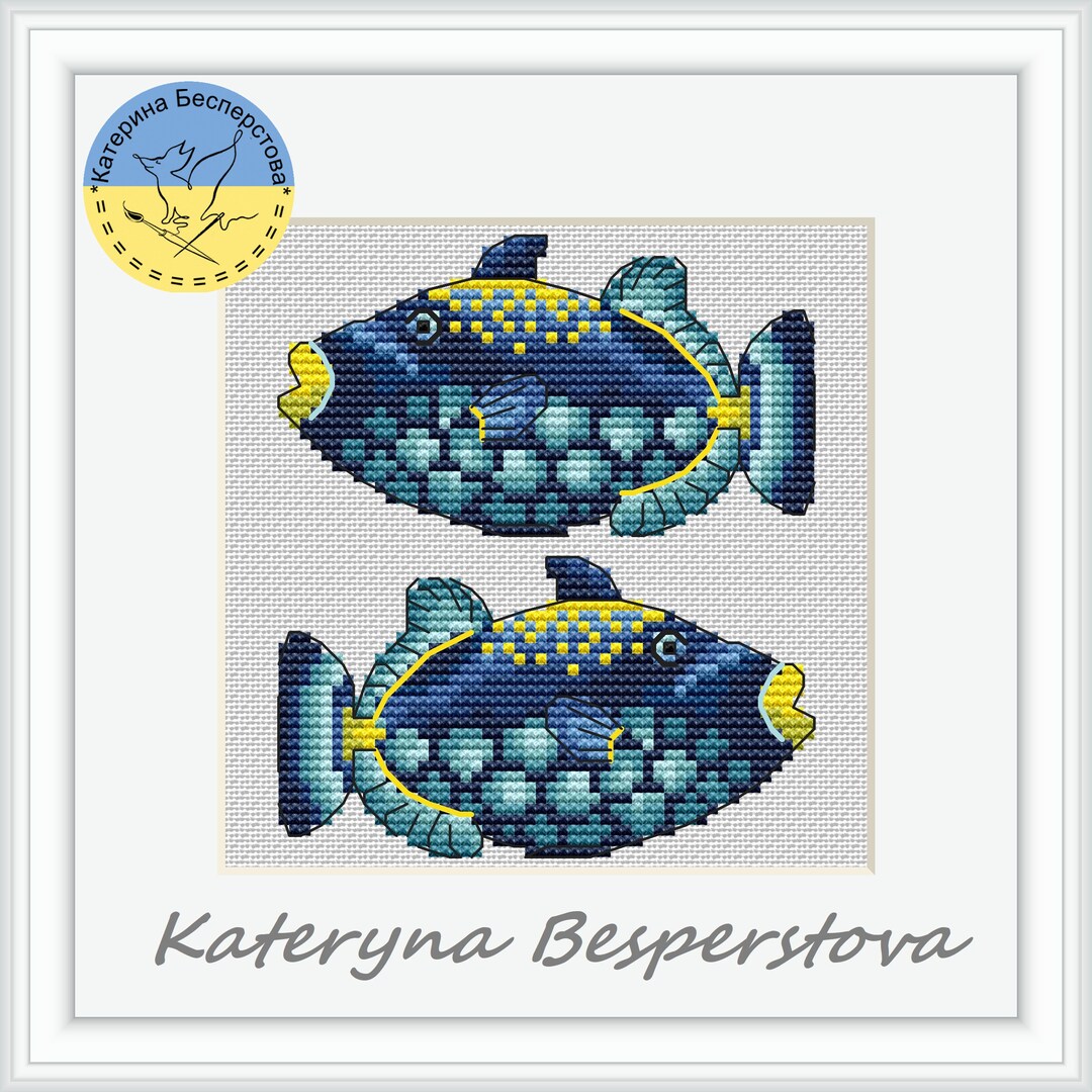 Triggerfish Fish PDF Cross Stitch Pattern - Triggerfish Fish Cross ...