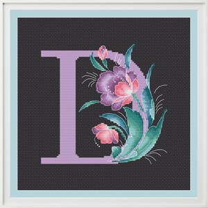 Floral Letter D - Folk Pdf Cross Stitch Pattern - Flower Monogram ...