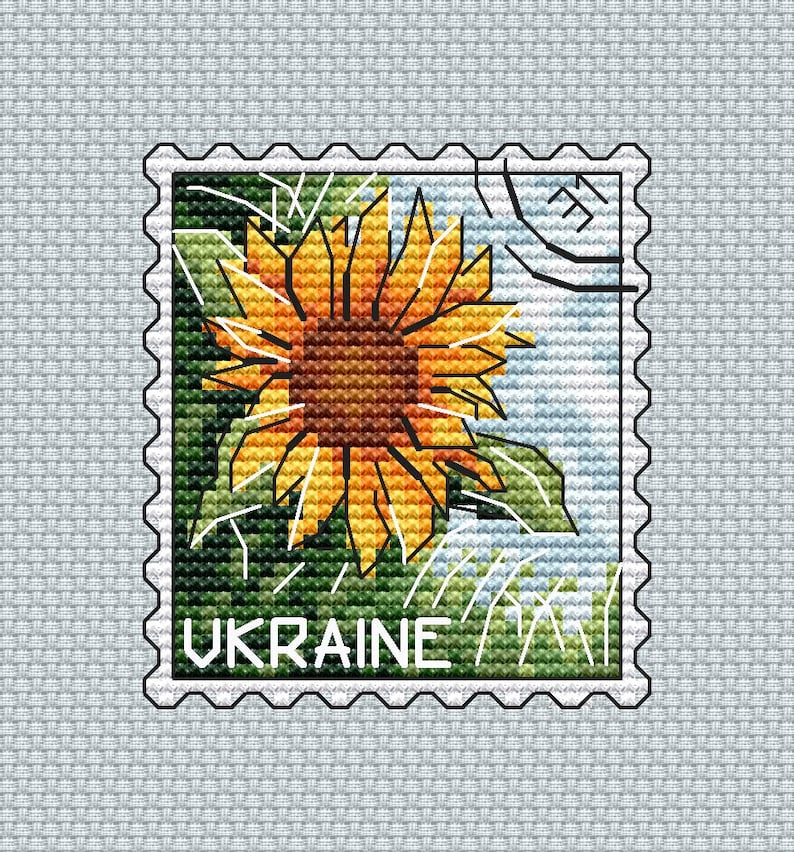 Ukrainian Sunflower Post Stamp PDF Cross Stitch Pattern - Etsy