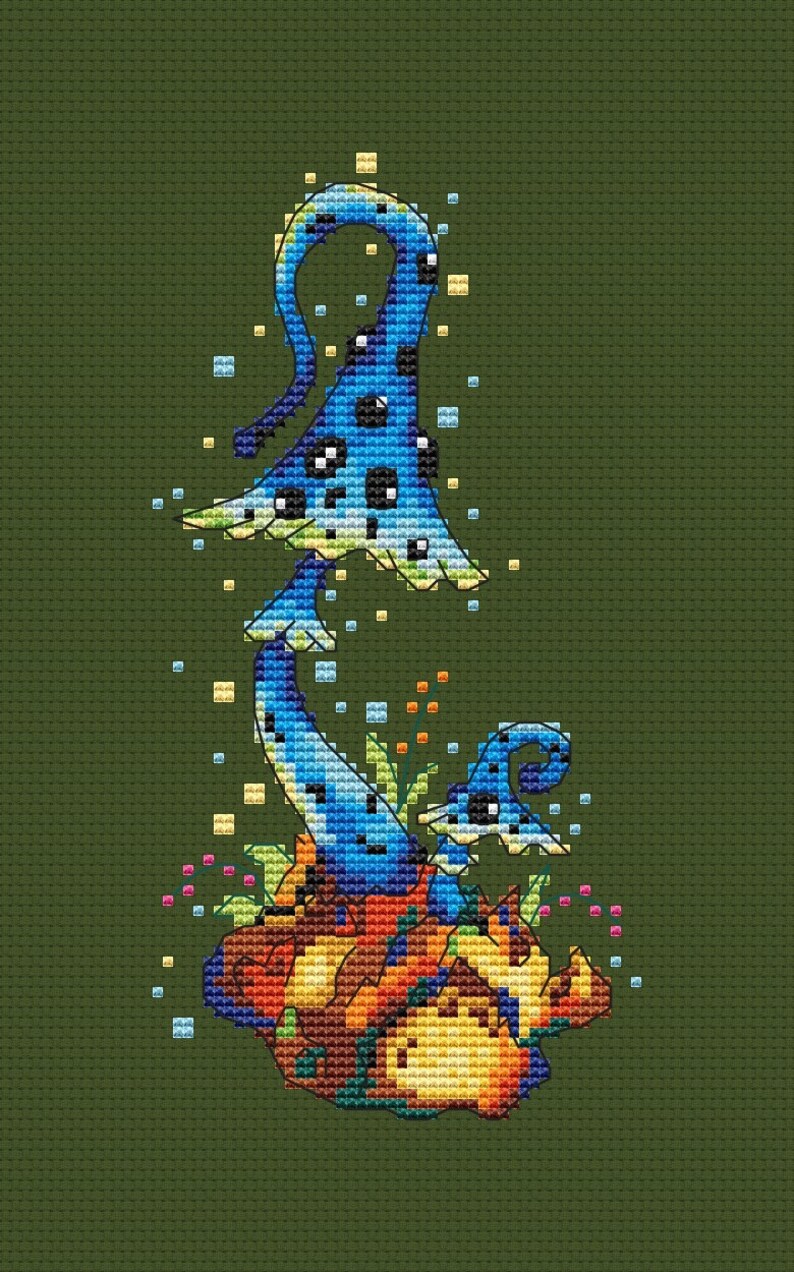 Blue Mushroom PDF Cross Stitch Patterns - Amanita Muscaria Counted ...