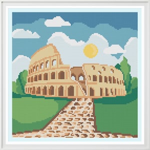 Colosseum PDF Pattern Cross Stitch - Rome Italy - Coliseum Needlepoint ...
