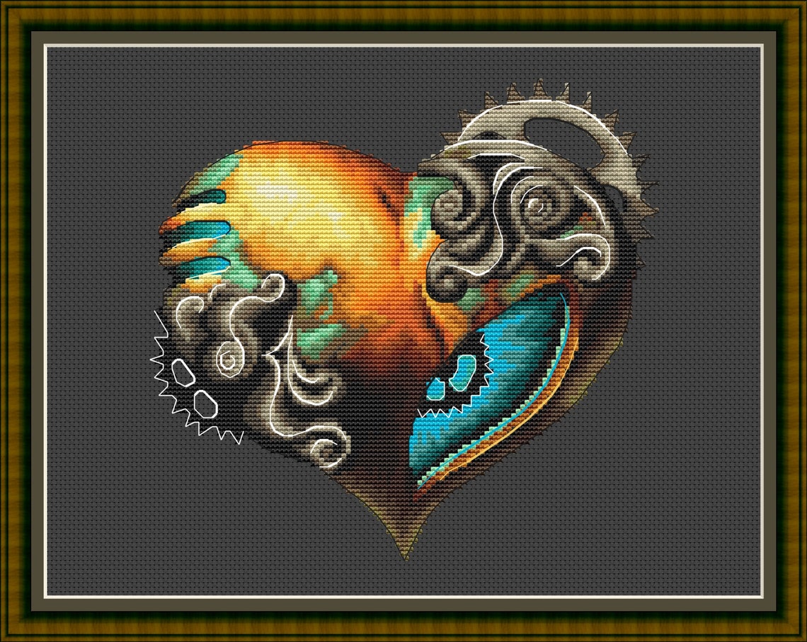 Steampunk Heart PDF Cross Stitch Pattern Steampunk Love - Etsy