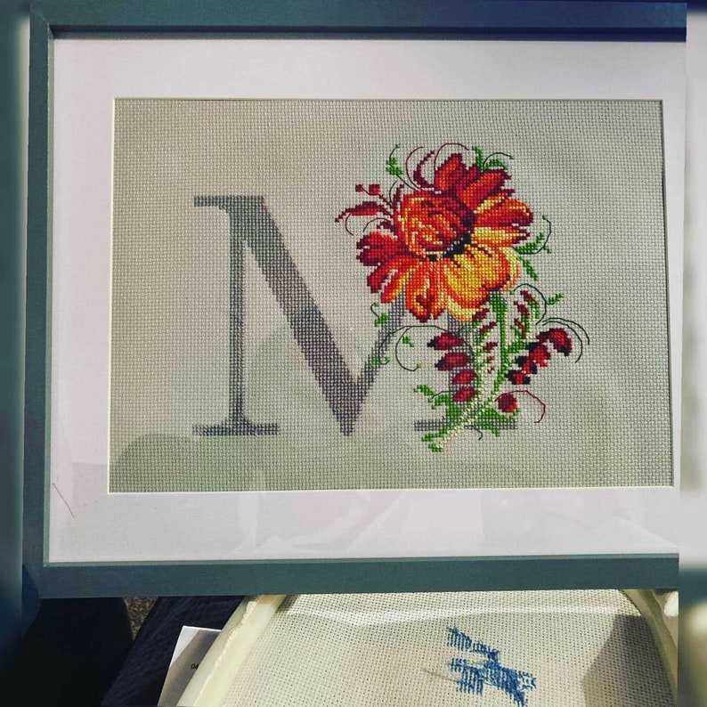 Floral Letter W - Cross Stitch Monogram Pattern W - Folk Traditional ...