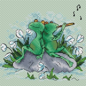 Cute Frogs PDF Cross Stitch Patterns - Frog Couple Counted Chart ...