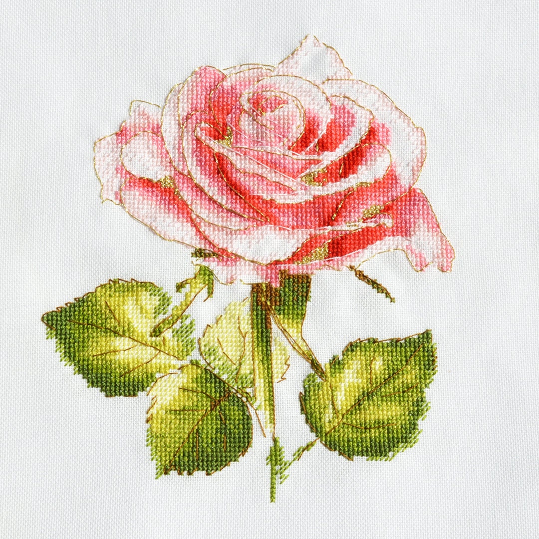 Pink Rose Cross Stitch Pattern - PDF Modern Cross Stitch - Flower Cross ...