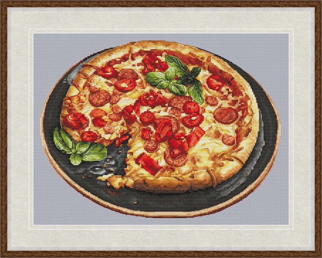 Pizza PDF Cross Stitch Pattern - Kitchen Embroidery Chart Printable ...