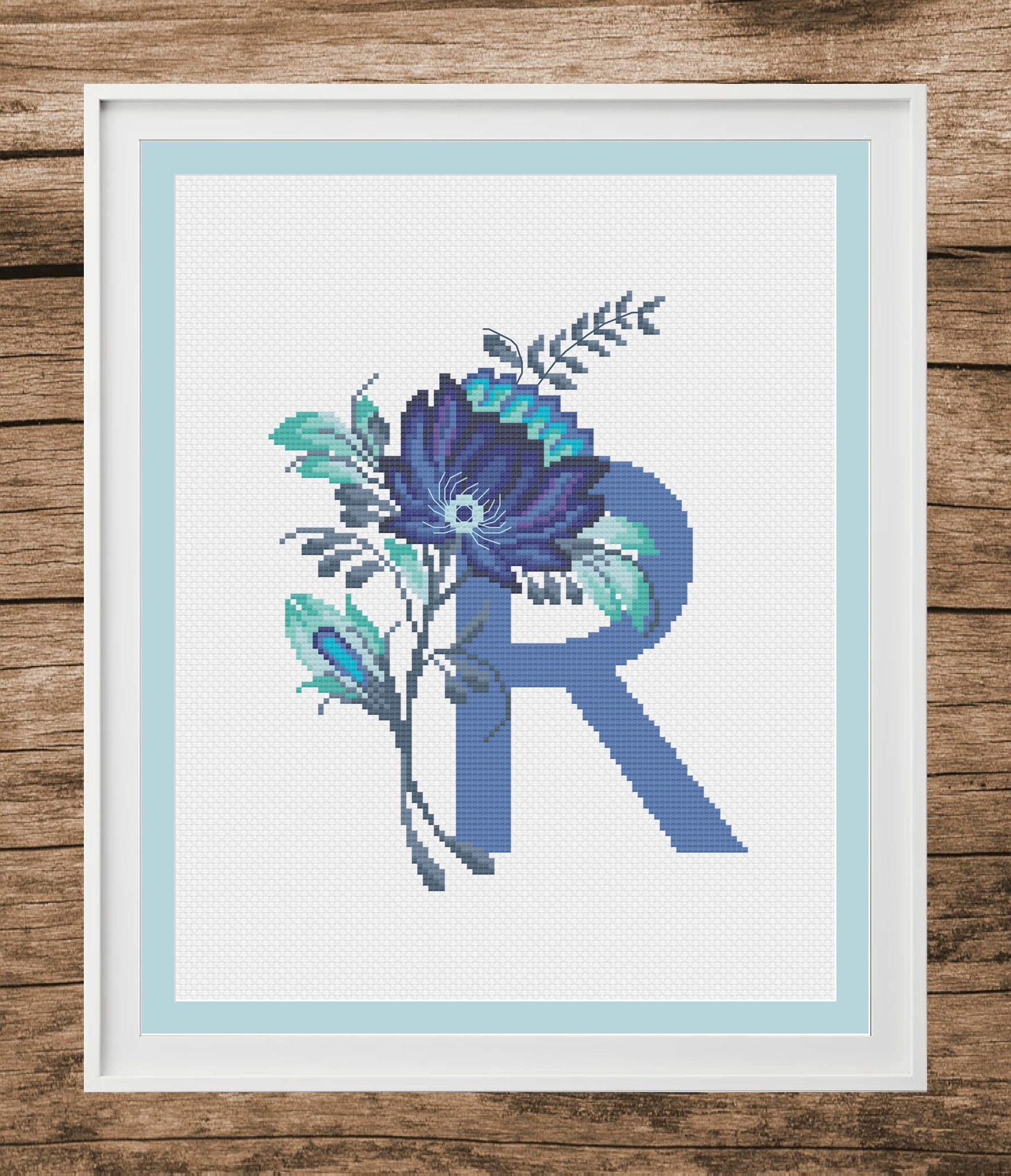 Floral Letter R Cross Stitch Monogram Pattern R Folk - Etsy UK