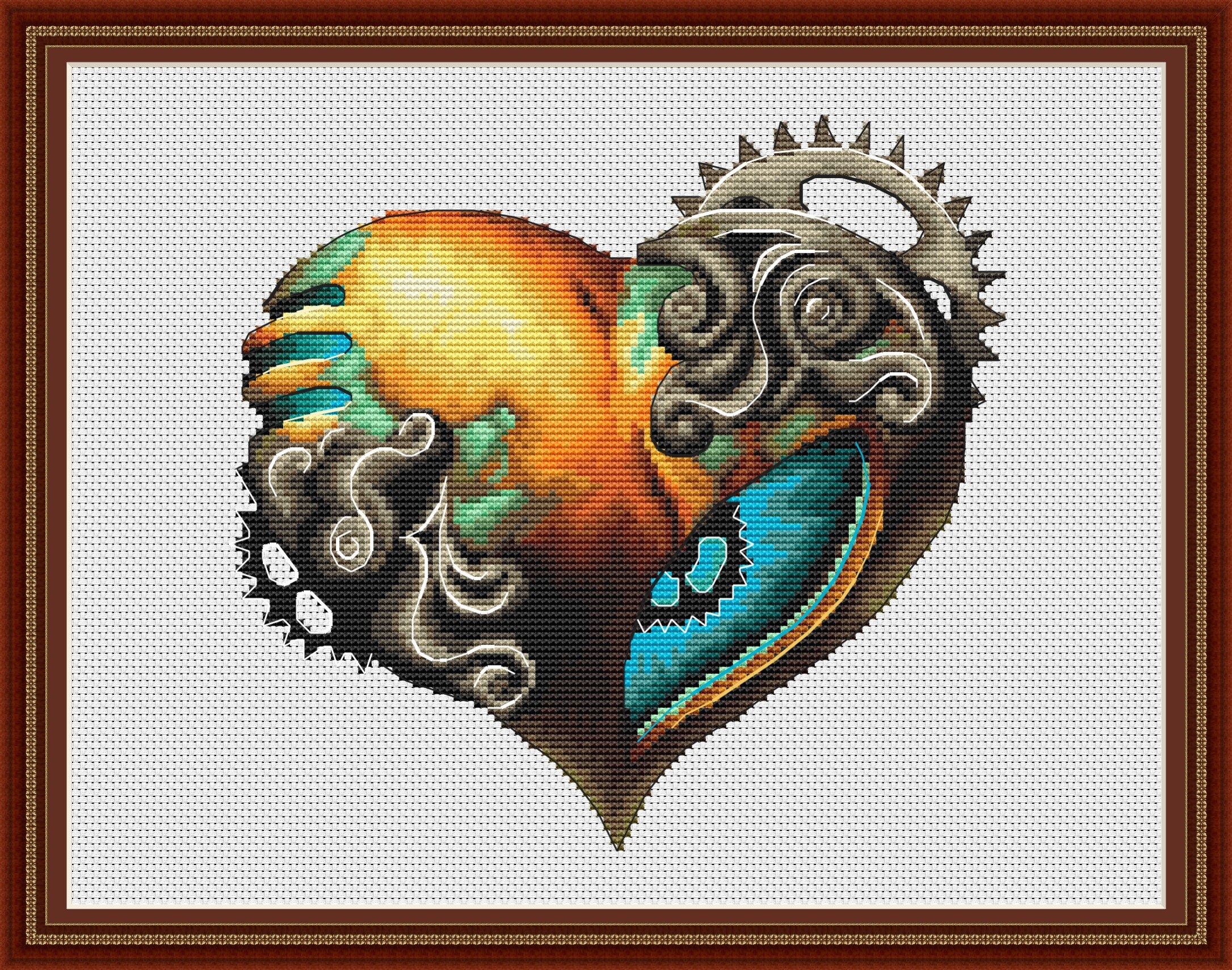 Steampunk Heart PDF Cross Stitch Pattern - Steampunk Love Counted ...