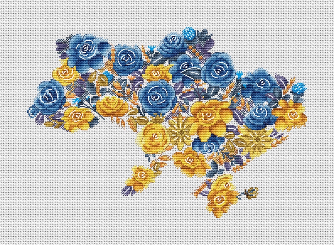 Ukrainian Floral Map PDF Cross Stitch Pattern - Ukraine Map Embroidery ...
