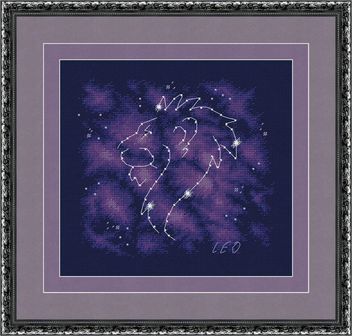 Leo PDF cross stitch pattern Minimal art Stars Space | Etsy
