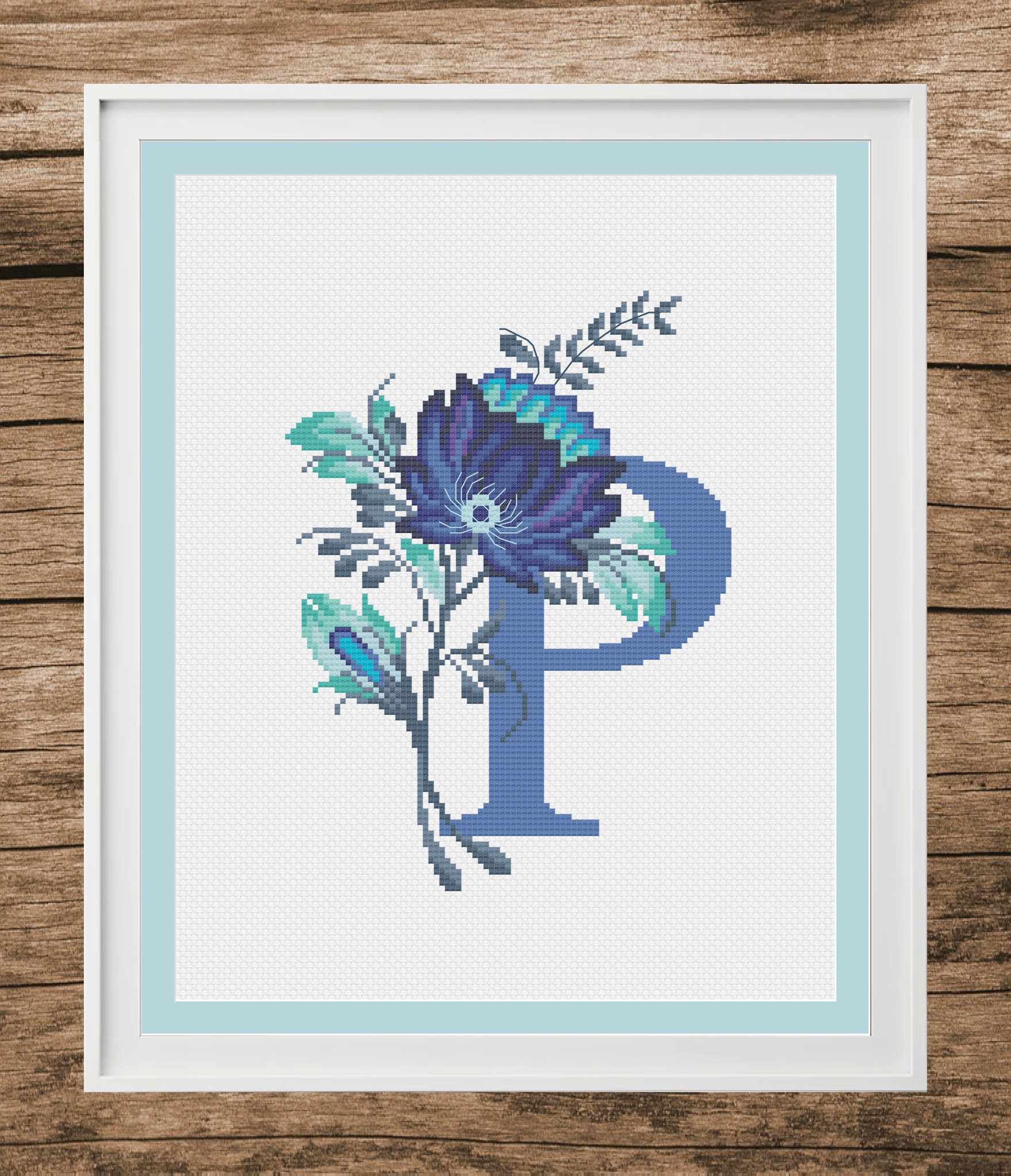 Floral Letter P - Cross Stitch Monogram Pattern P - Folk Traditional ...