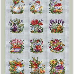 Sampler Garden Miniatures PDF Cross Stitch Pattern - Sampler Gardener ...
