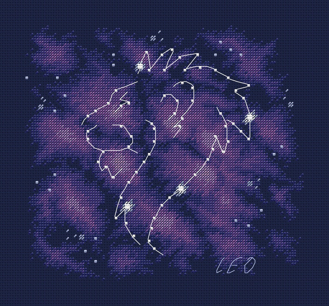 Leo PDF cross stitch pattern Minimal art Stars Space | Etsy