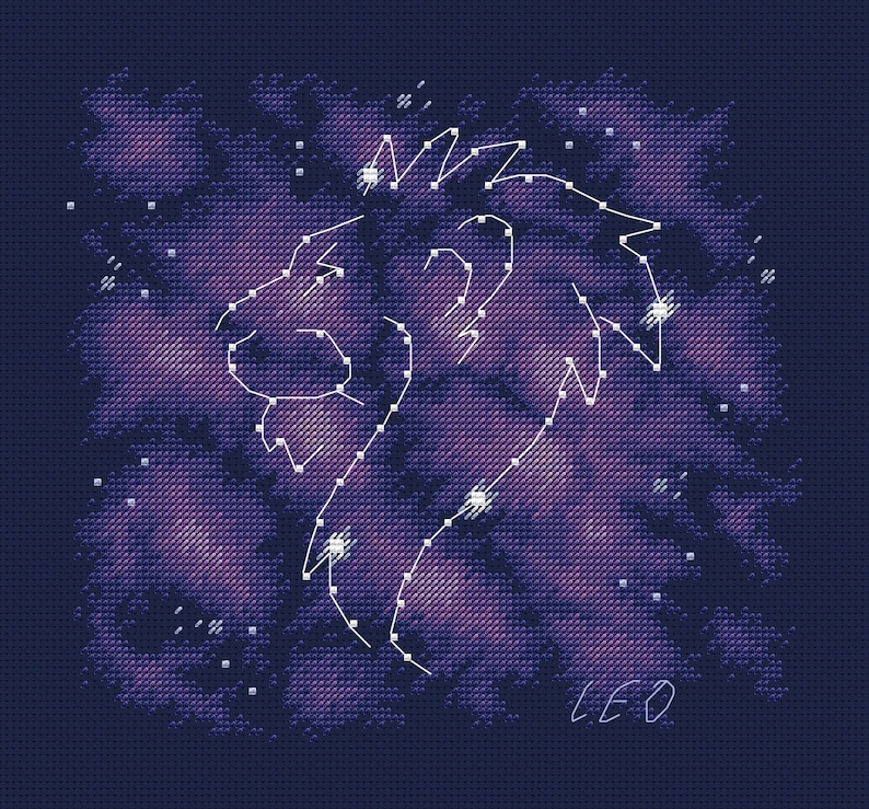 Leo PDF Cross Stitch Pattern Minimal Art Stars Space - Etsy