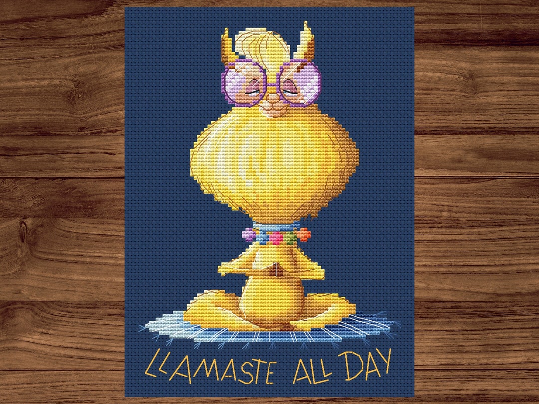 Namaste Lama PDF Cross Stitch Pattern - Yoga Animals Embroidery - Cute ...