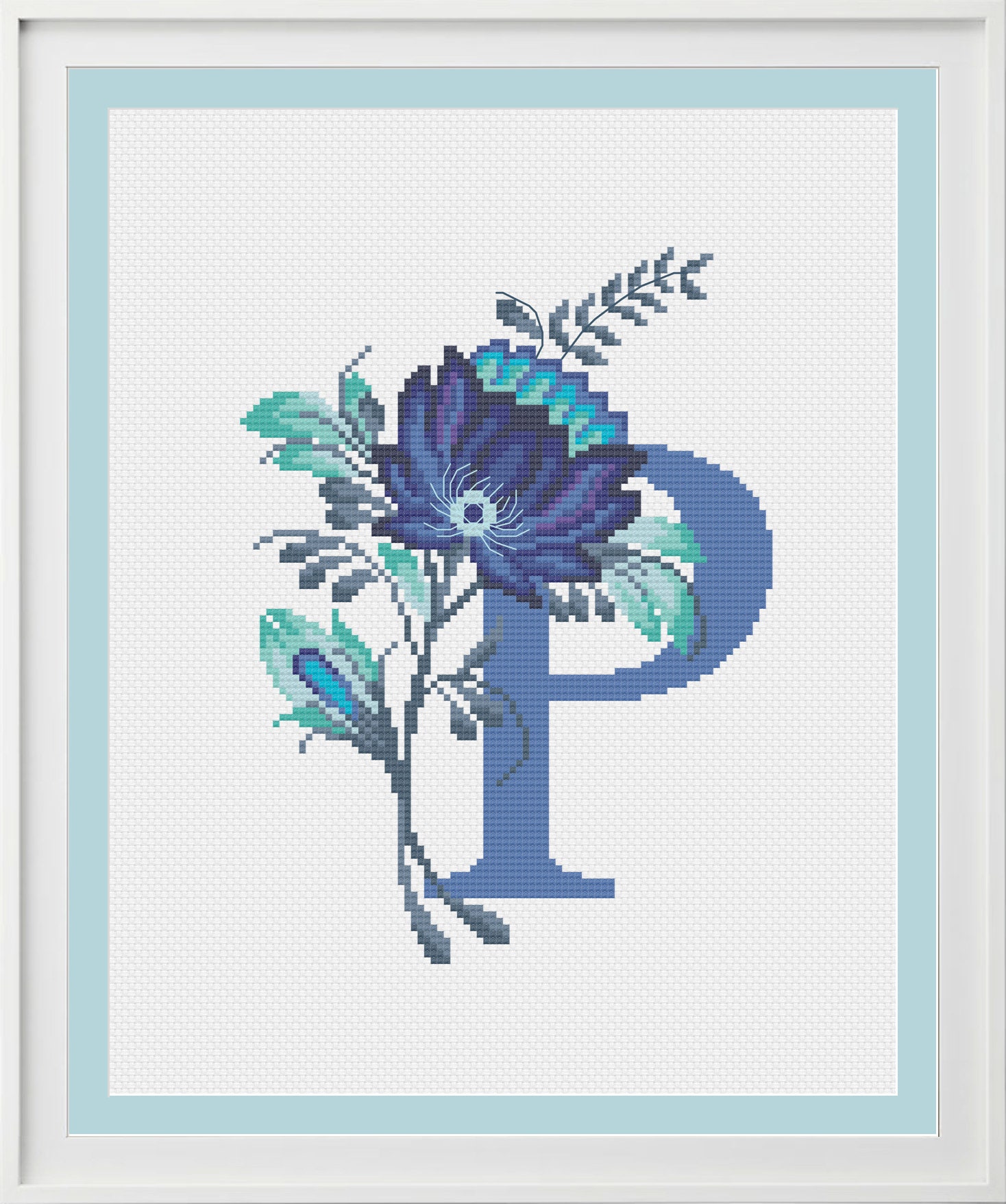 Floral Letter P Cross Stitch Monogram Pattern P Folk - Etsy