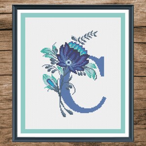 Floral Letter C - Cross Stitch Monogram Pattern C - Folk Traditional ...