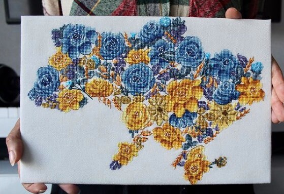 Ukrainian Floral Map PDF Cross Stitch Pattern - Ukraine Map Embroidery ...