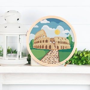 Colosseum PDF Pattern Cross Stitch - Rome Italy - Coliseum Needlepoint ...
