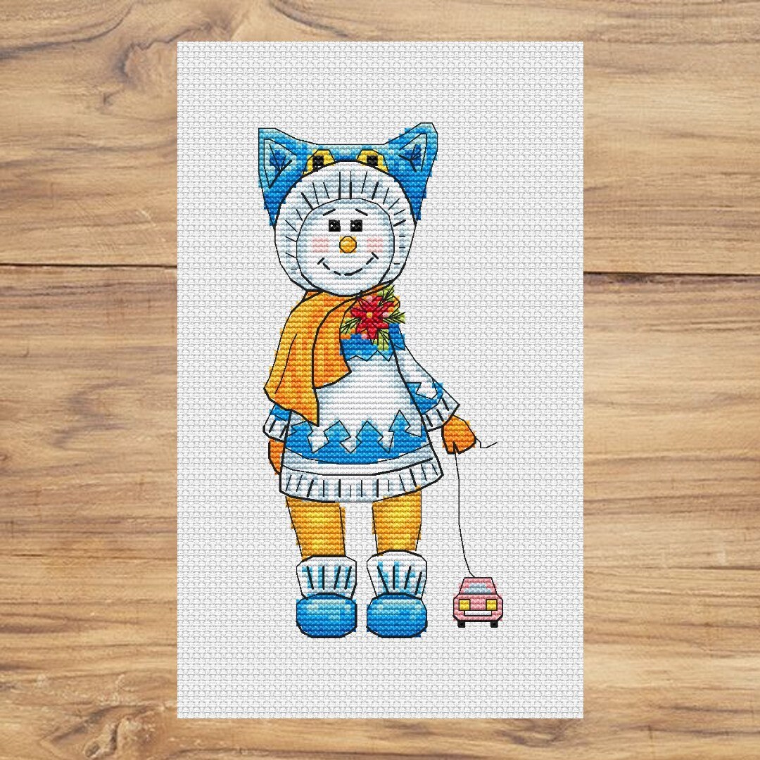 Boy Snowman PDF Cross Stitch Pattern - Winter Mood Counted Chart - Cute ...