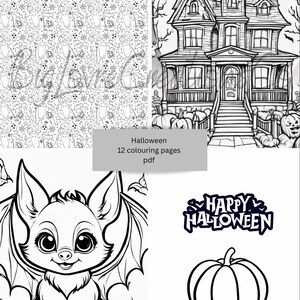 12 Halloween Colouring Pages Pdf - Etsy