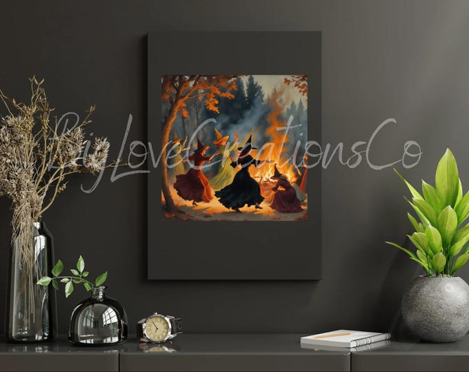 Dancing Witches Wall Art - Fire Witches in Gothic Painting, Enchanting ...