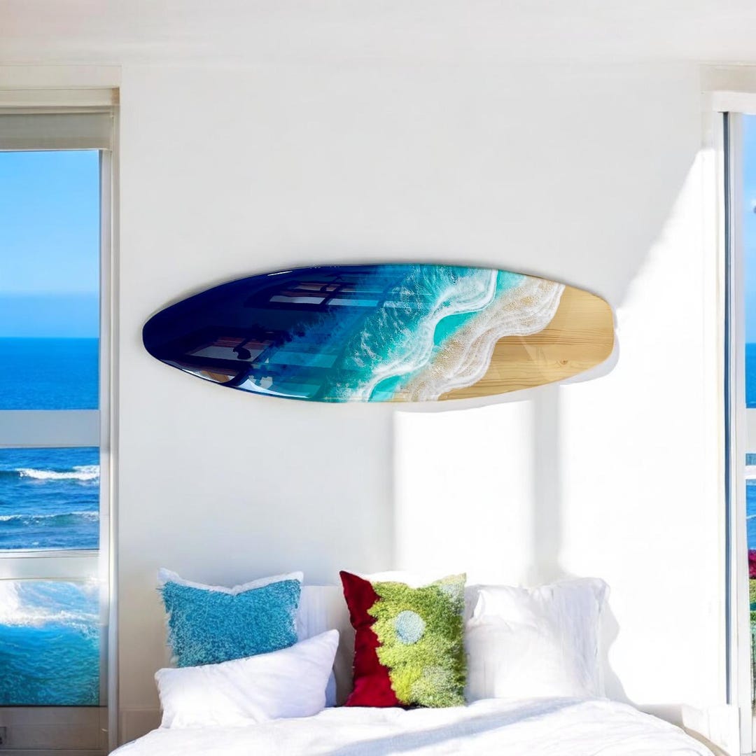 Surfboard Wall Decor HORIZONTAL, Ocean Theme Decoration, Ocean Resin ...