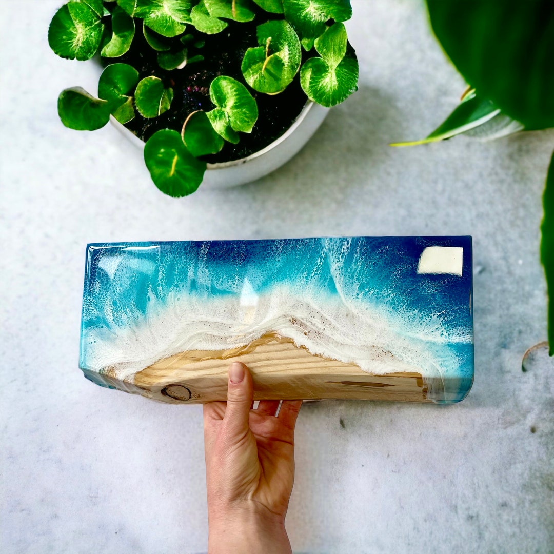 Small Floating Shelf With Sea Wave Resin Decor 30CM Long - Etsy