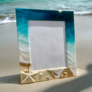 Handmade Ocean Resin Picture Frame – Coastal Photo Frame With Starfish ...