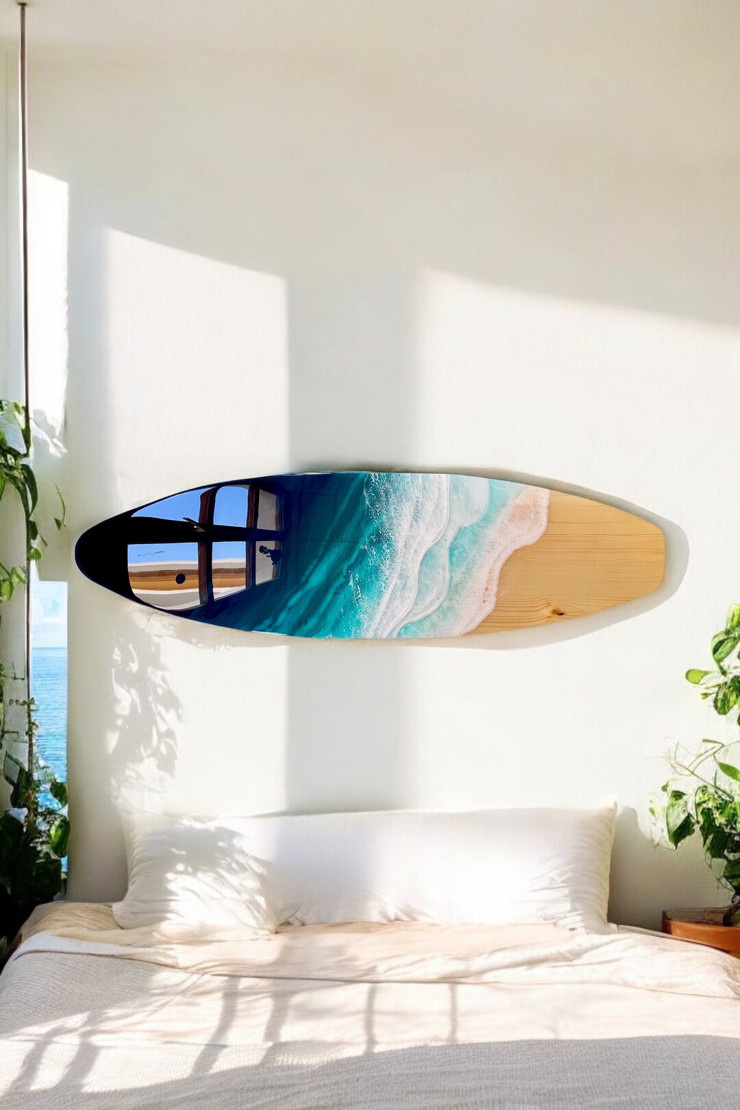 Surfboard Wall Decor, Ocean Theme Decoration, Ocean Resin Surfboard Art ...