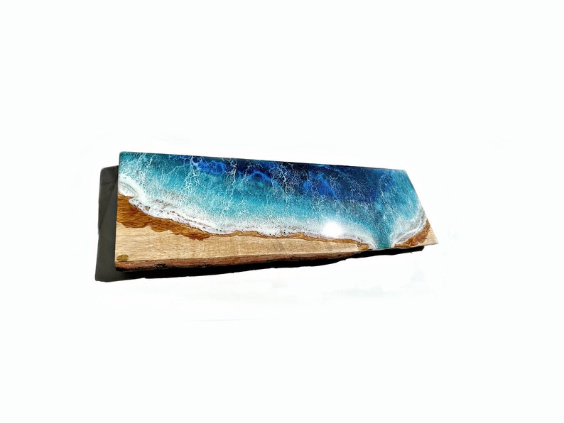 Oak Floating Shelf With Sea Wave Resin Decor 60CM - Etsy