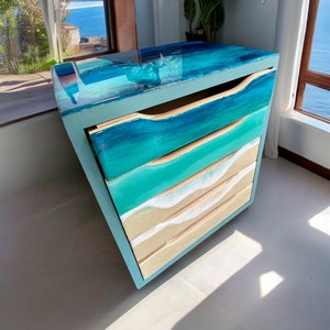 Cute Small Chest of Drawers Organiser With Ocean Resin Decor, Table ...